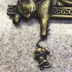 Jewelry | Antique Gold Cat Catching Mouse Pin | Poshmark